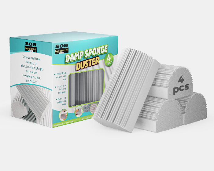 Damp Clean Duster Sponge 4-Pack Gray